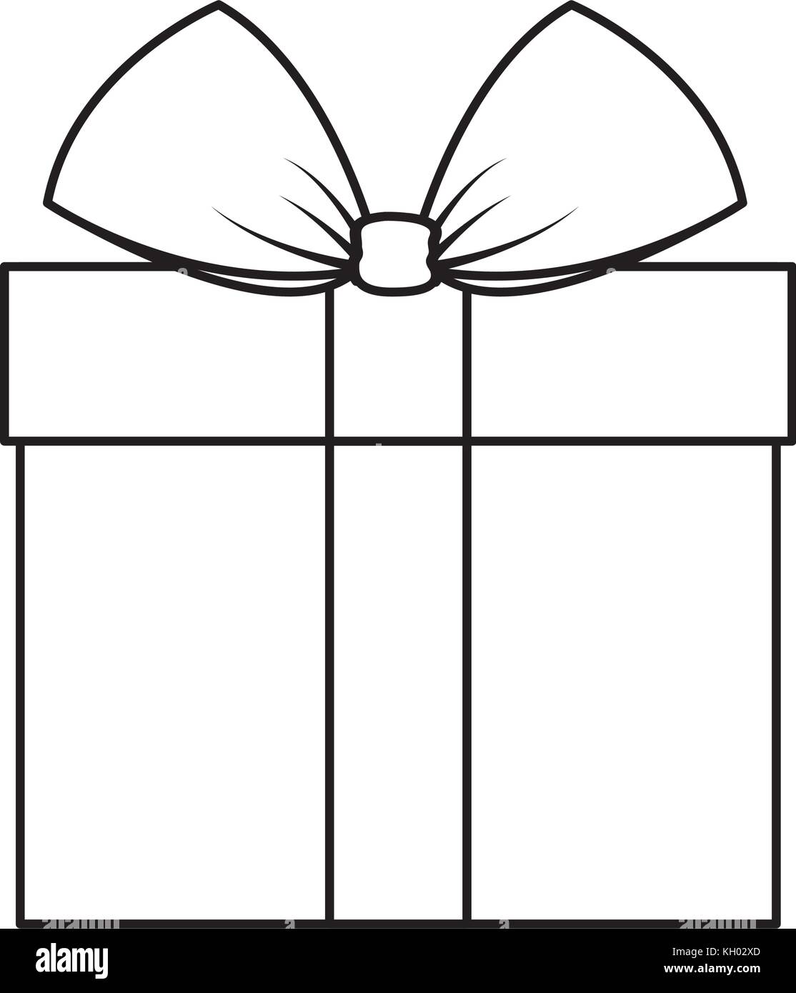 flat line uncolored gift over white background vector illustration ...