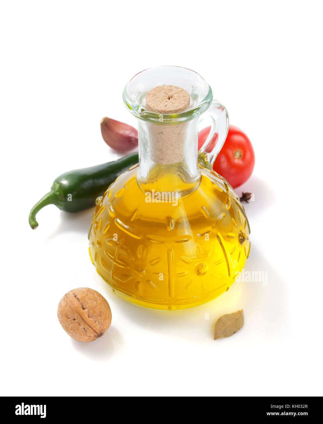 bottle of oil and pasta isolated at white background Stock Photo - Alamy