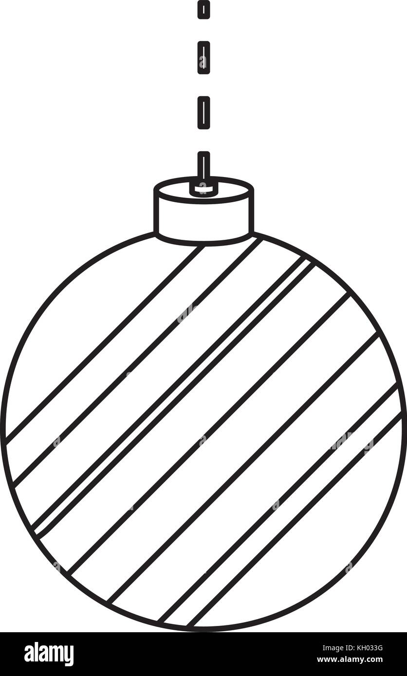 flat line uncolored christmas ball over white background vector ...