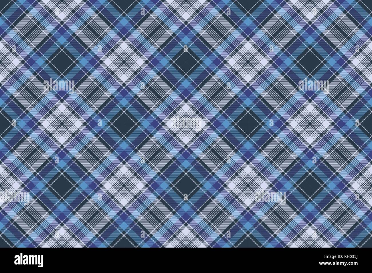 Blue check fabric texture diagonal seamless pattern. Vector ...