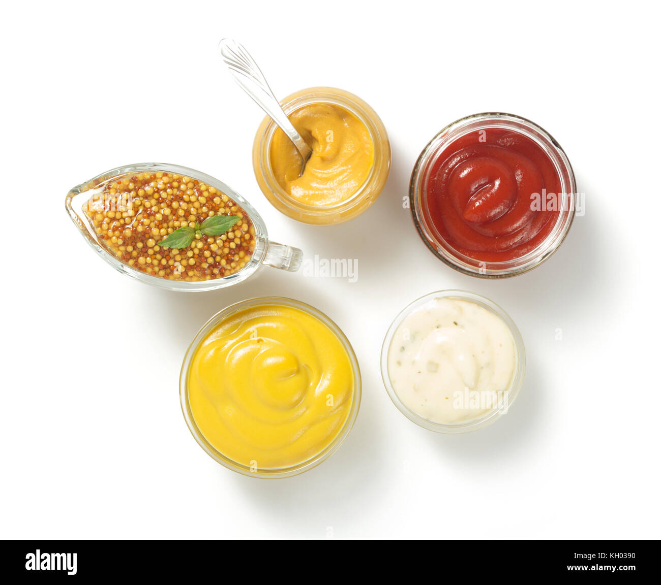 set of dip sauces in bowl isolated on white background Stock Photo - Alamy
