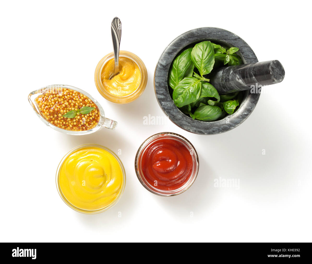 set of dip sauces in bowl isolated on white background Stock Photo - Alamy