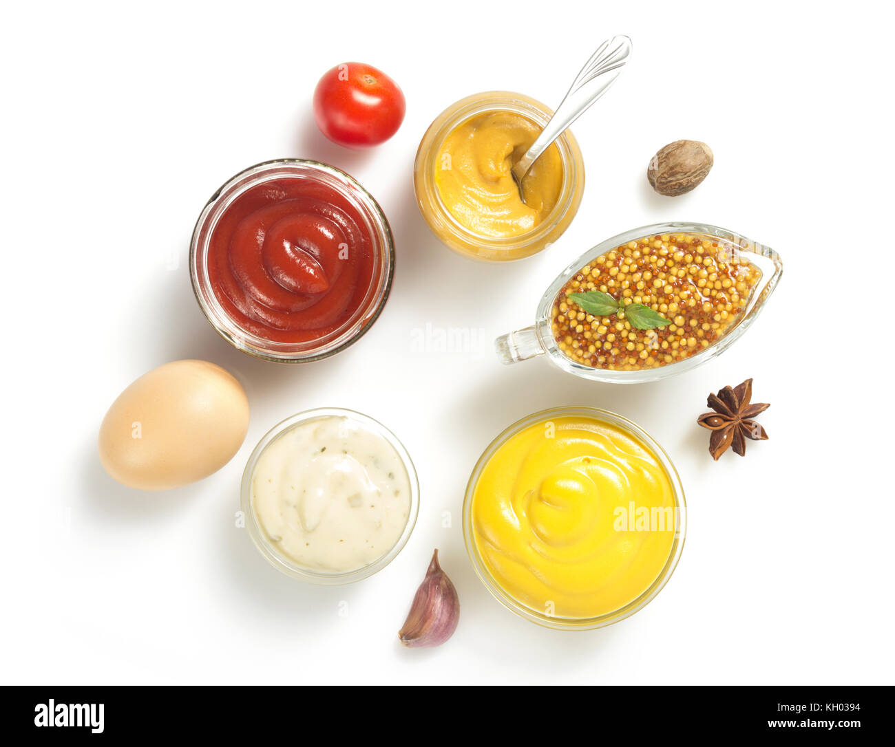 set of dip sauces in bowl isolated on white background Stock Photo - Alamy