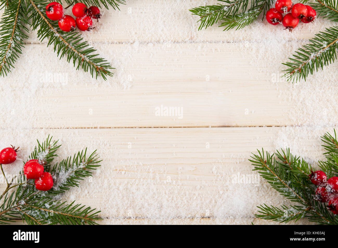 Christmas fir tree on white wooden background Stock Photo - Alamy