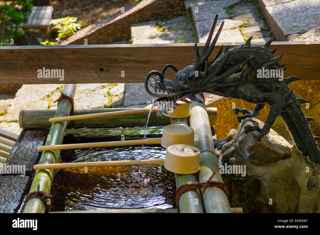 Nara, Japan - May 29, 2017: A Japanese water dragon at a water pavilion ...