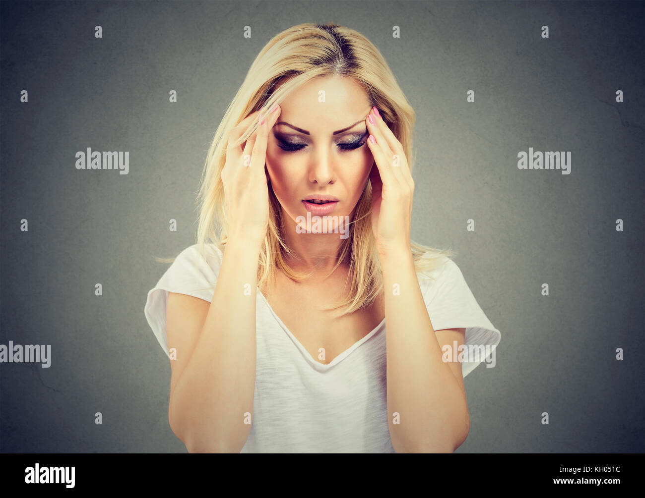Closeup Portrait Sad Young Beautiful Woman With Stressed Face