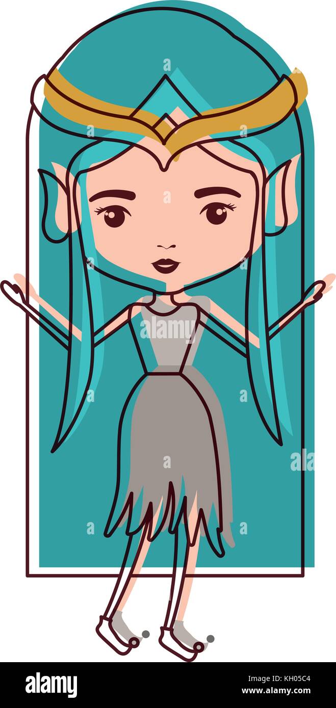 elf princess fantastic characters in watercolor silhouette Stock Vector ...