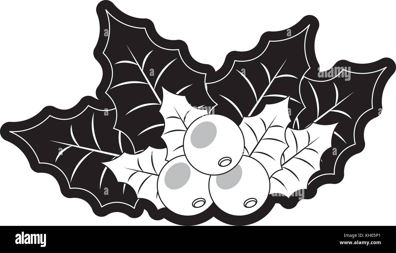 flat line monochromatic christmas pick over white background vector ...