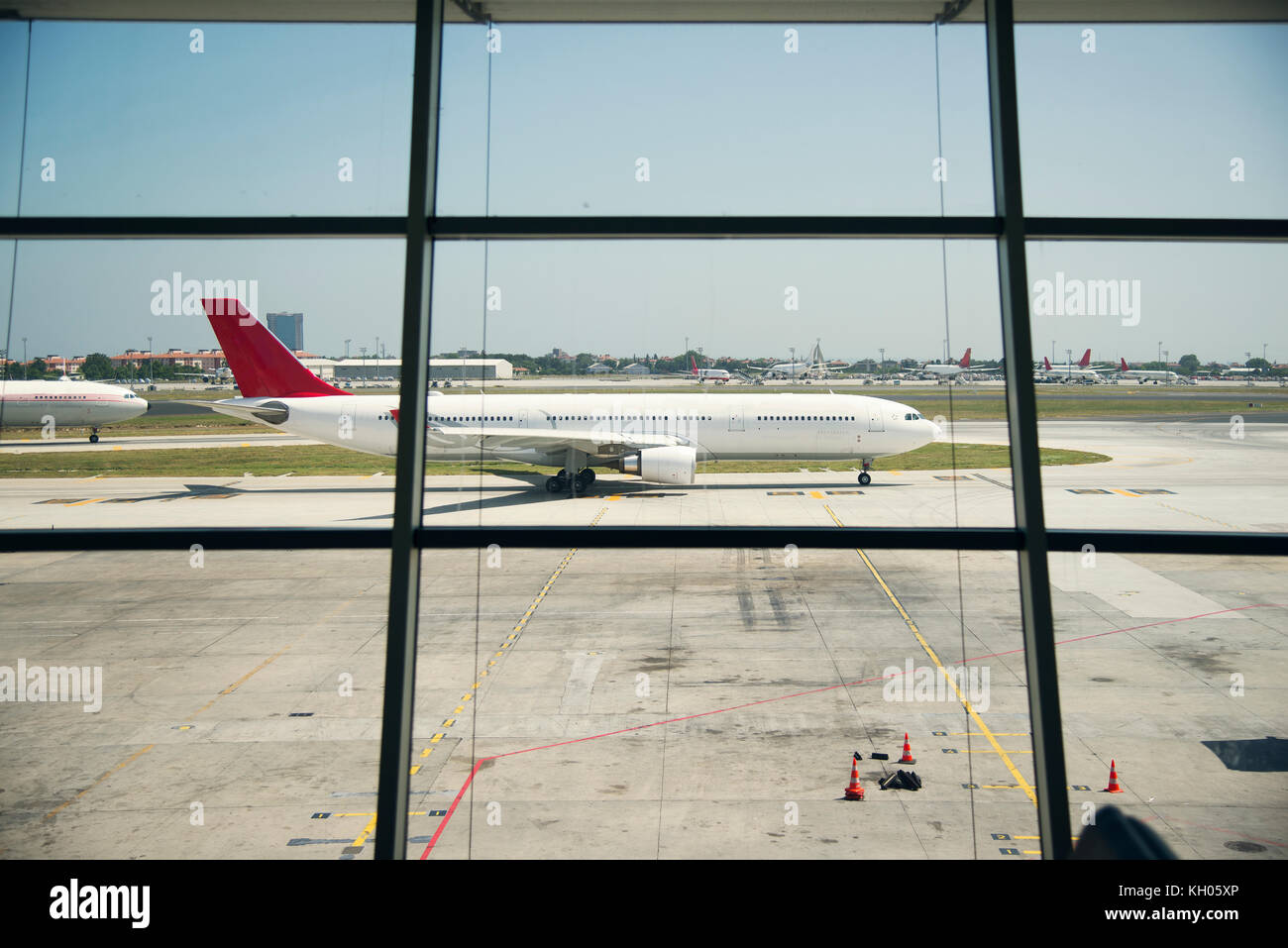 Airport and planes from the window of an airport Stock Photo - Alamy