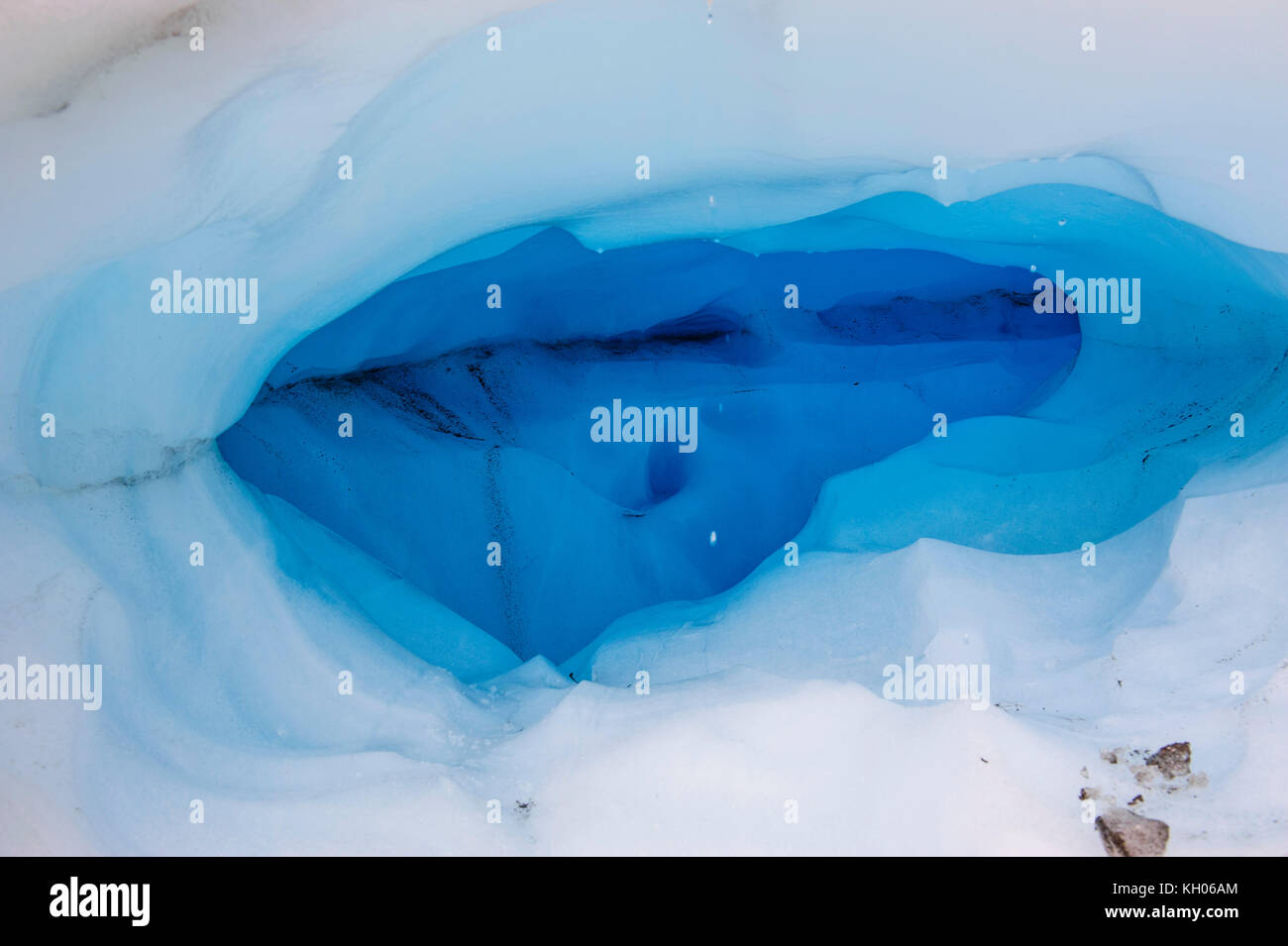 Very bluie ice in an Ice cave in the Fox Glacier, South Island, New ...
