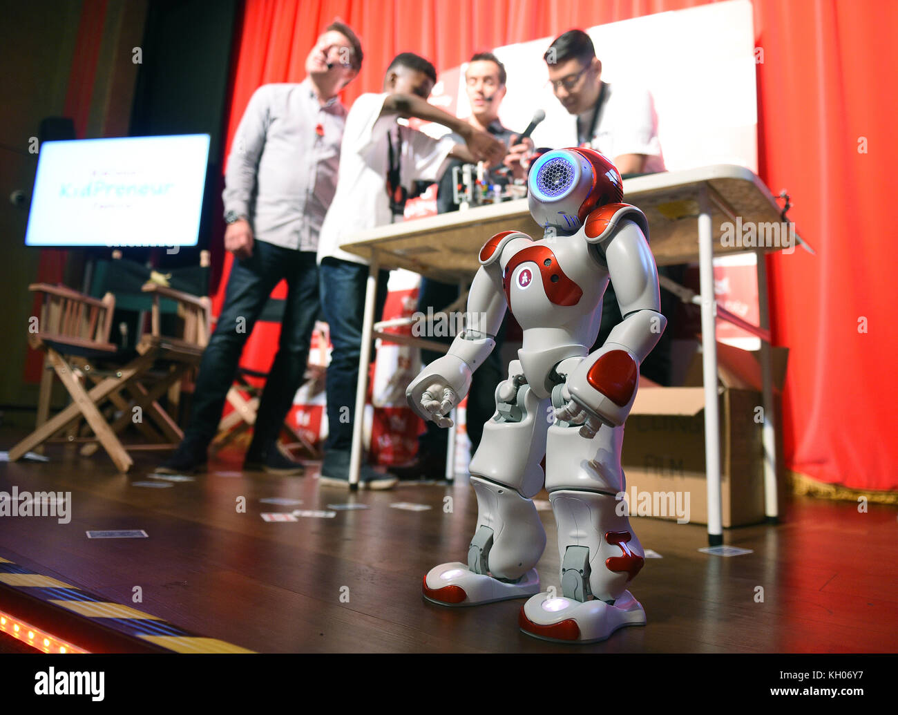 Callum Daniel during a Q and A with TV presenters, Dick and Dm during ...