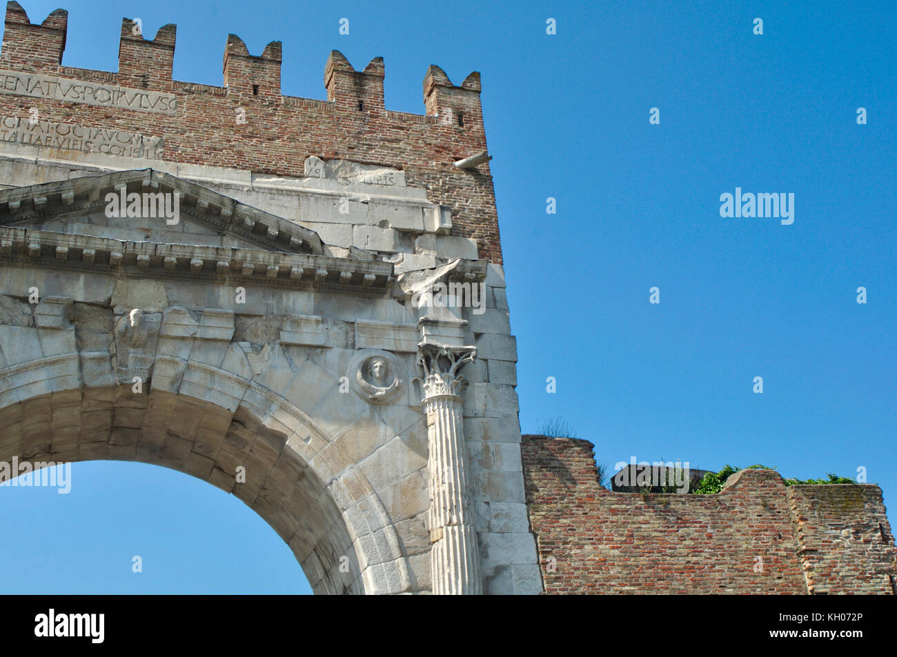 Italy, Emilia Romagna, Rimini, Arco d'Augusto, the Arch of Augustus ...