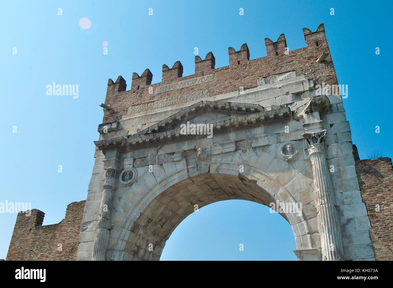 Italy, Emilia Romagna, Rimini, Arco d'Augusto, the Arch of Augustus ...