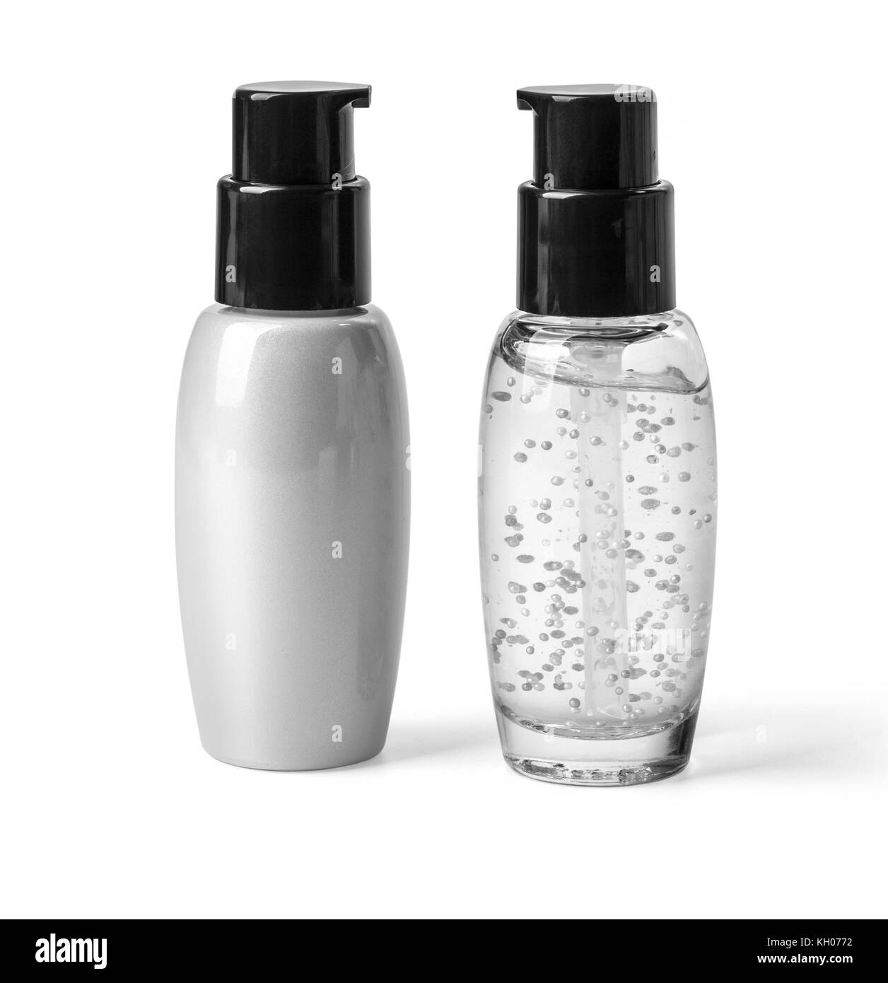 Two container of spray bottle isolated over white background with ...