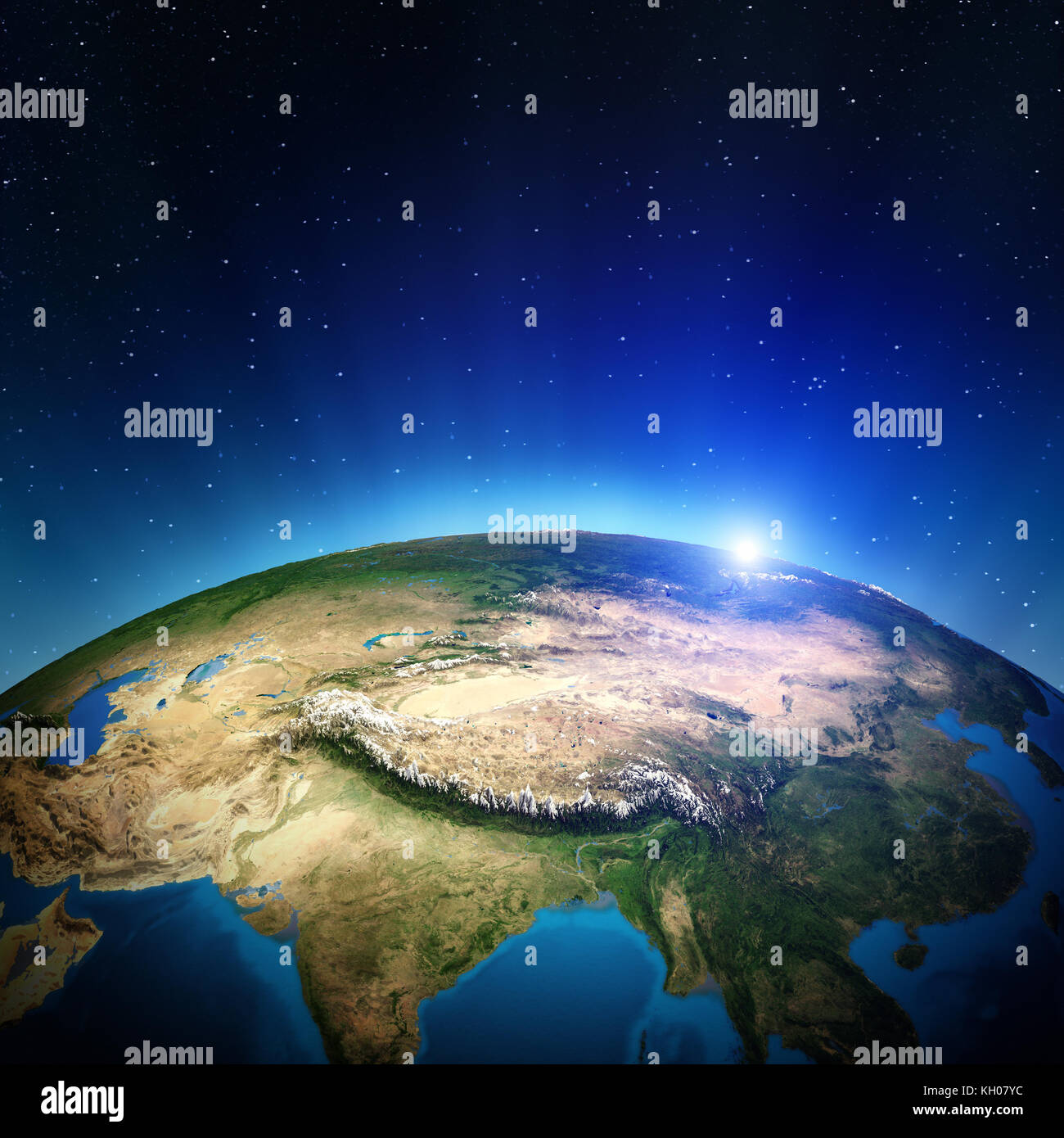 Asia from space. Elements of this image furnished by NASA 3d rendering ...