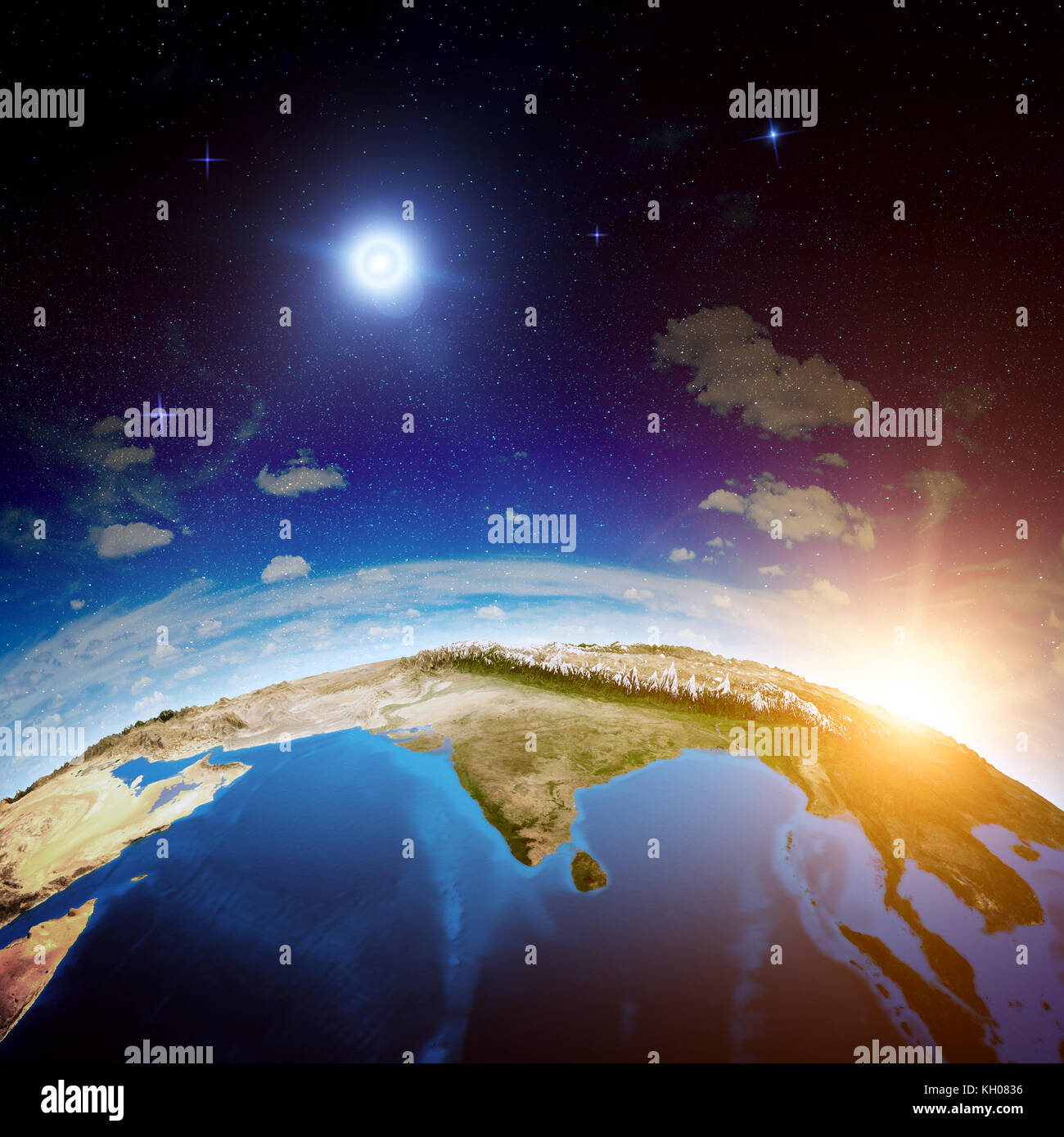 India from space. Elements of this image furnished by NASA 3d rendering ...