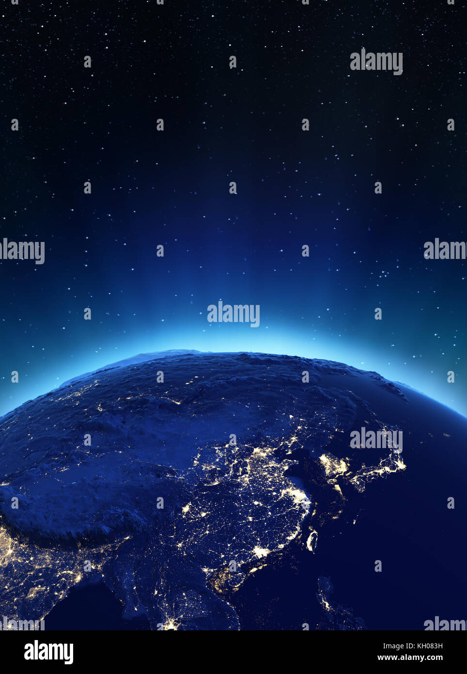 Night globe city light map asia east hi-res stock photography and ...
