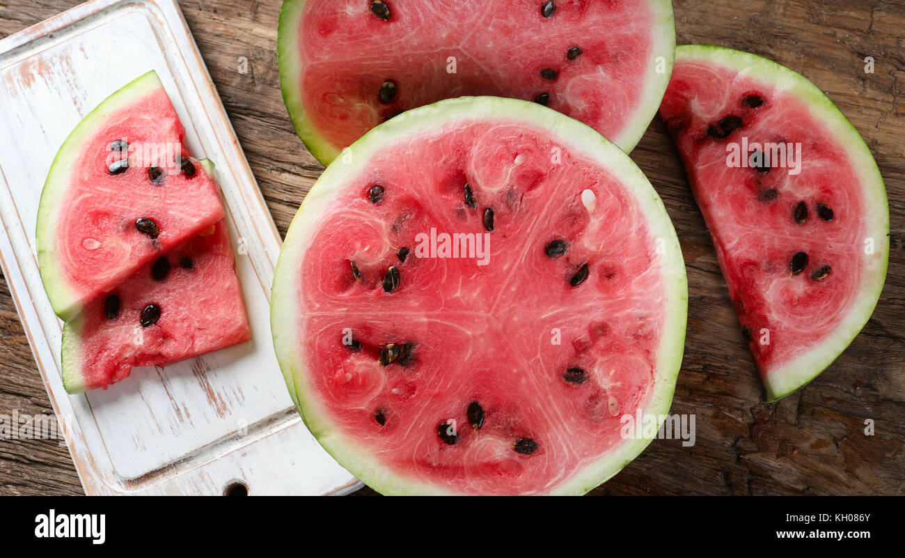 Slices of watermelon. Top view Stock Photo - Alamy