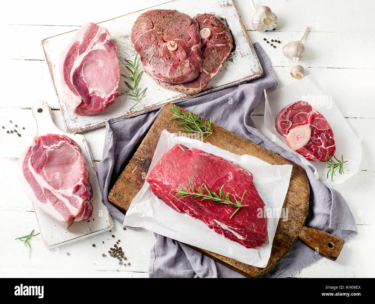Different types of meat. Top view Stock Photo - Alamy