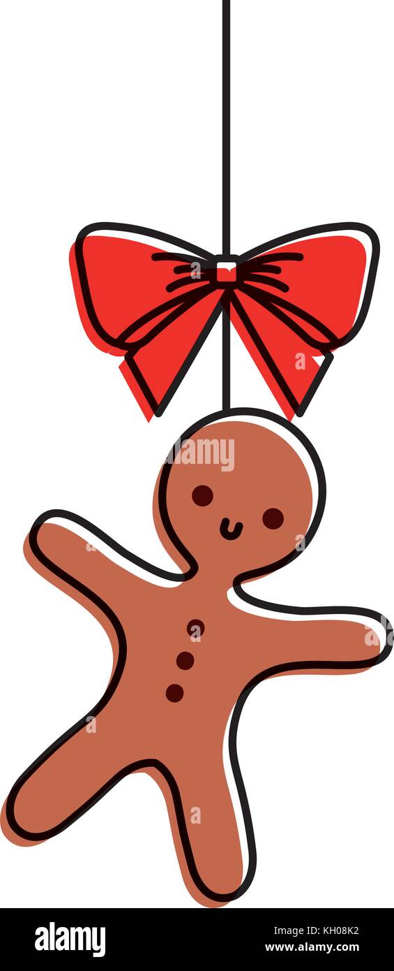 christmas gingerbread man bow ornament hanging Stock Vector Image & Art ...