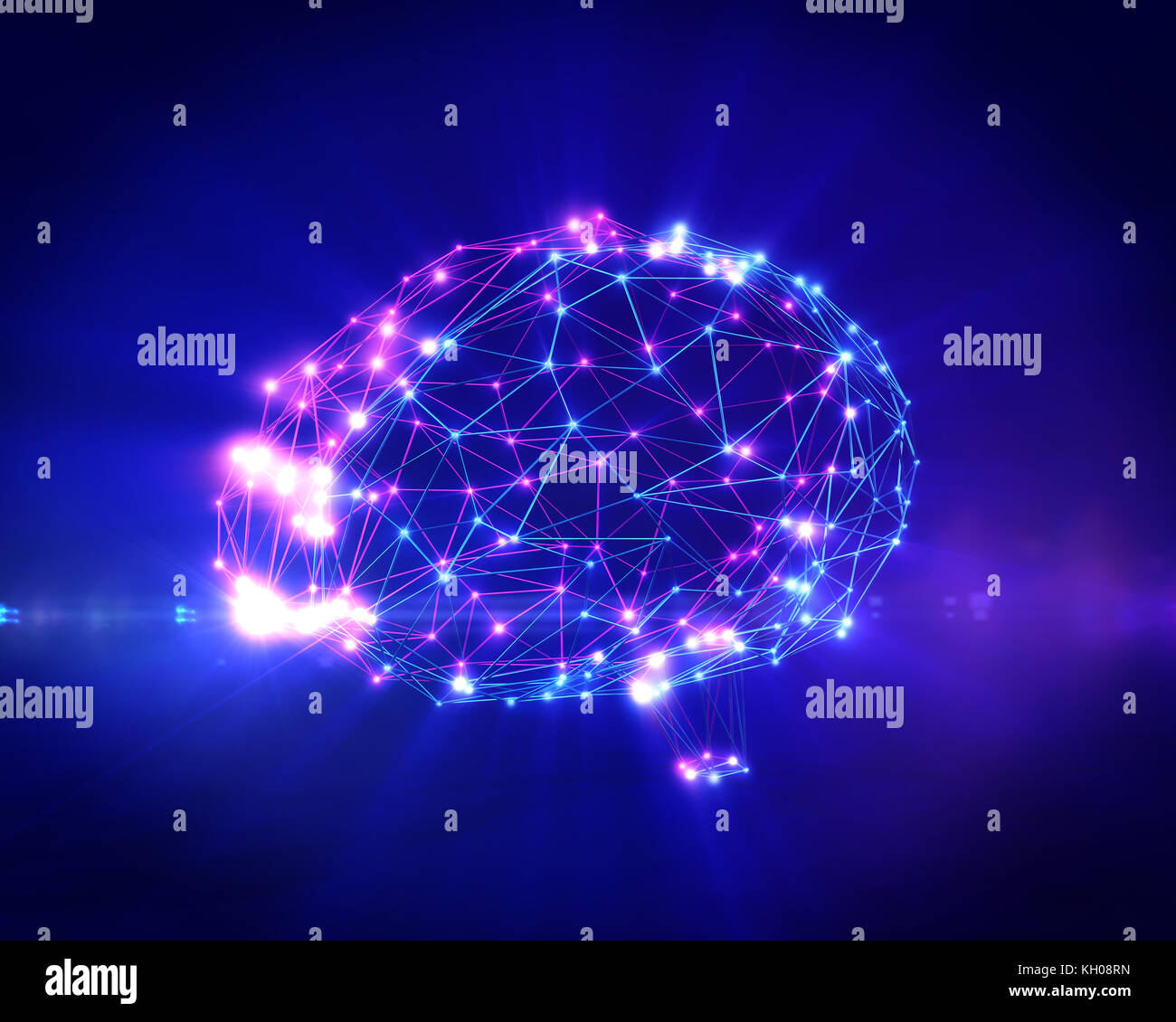 Polygonal brain shape of an artificial intelligence with lines and ...