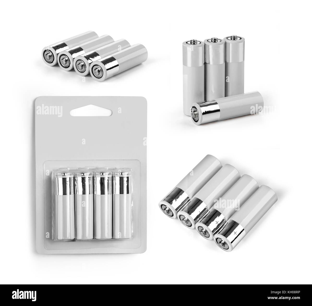 set a of AA size batteries isolated on white background Stock Photo - Alamy