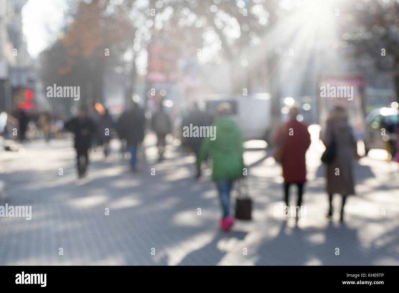 people in bokeh, street of Chisinau Stock Photo - Alamy