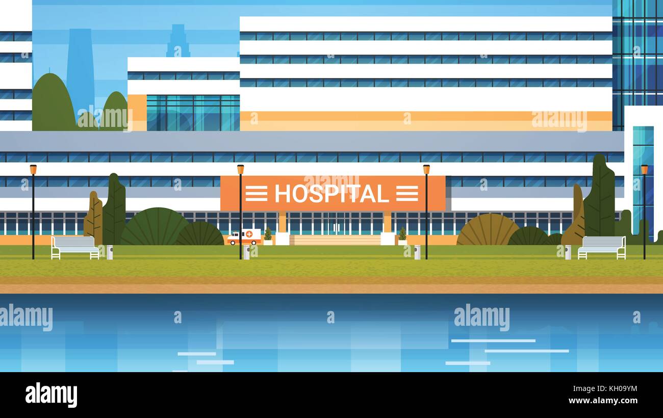 Hospital Building Exterior Modern Clinic View Stock Vector Image & Art ...