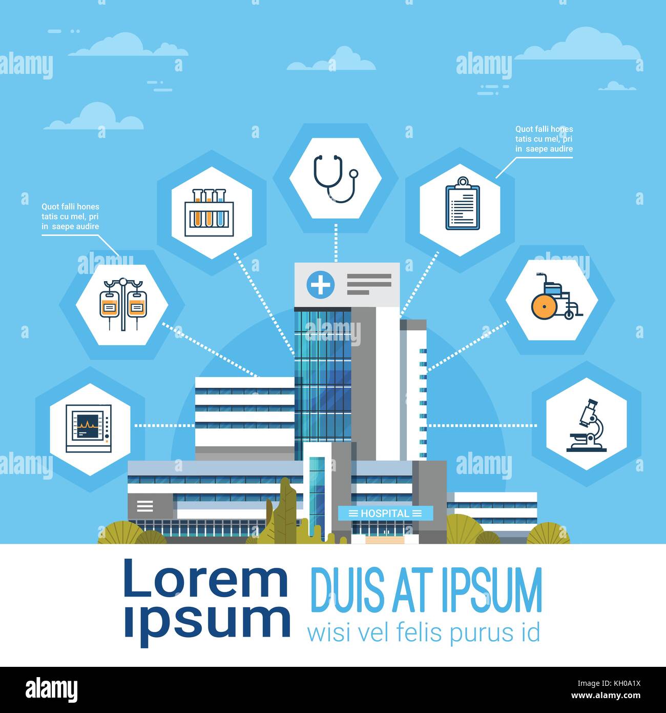 Hospital Application Interface Online Medical Treatment Icons Modern ...