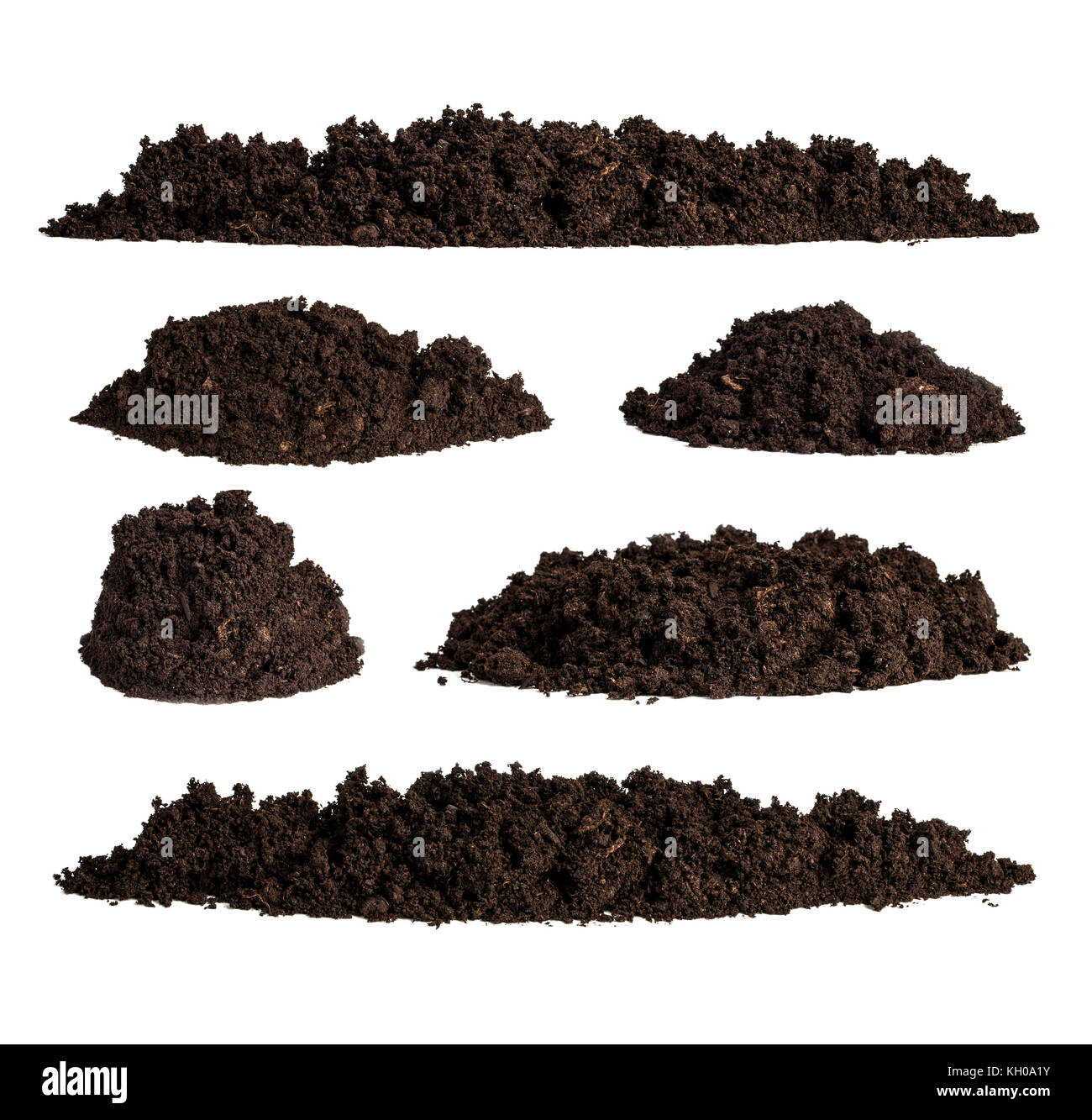 Set pile of soil isolated on white background Stock Photo - Alamy