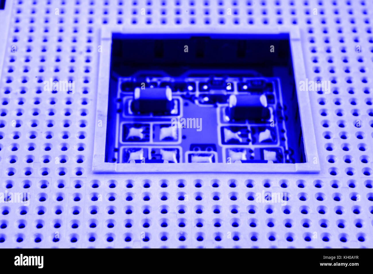 CPU socket on a computer motherboard macro close Stock Photo - Alamy