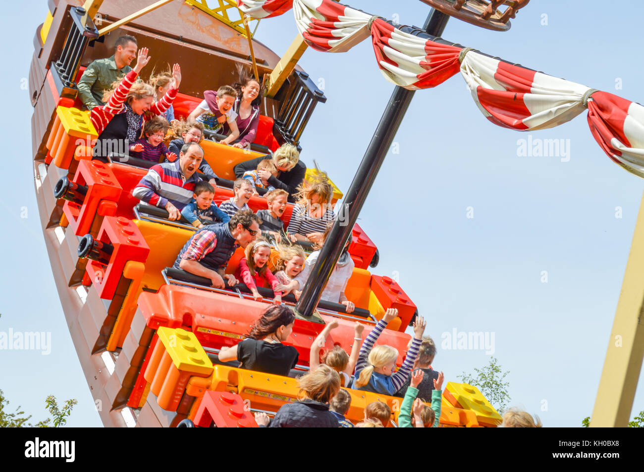WINDSOR, BERKSHIRE. ENGLAND UK- APRIL 20 2016 : Legoland resort. People ...