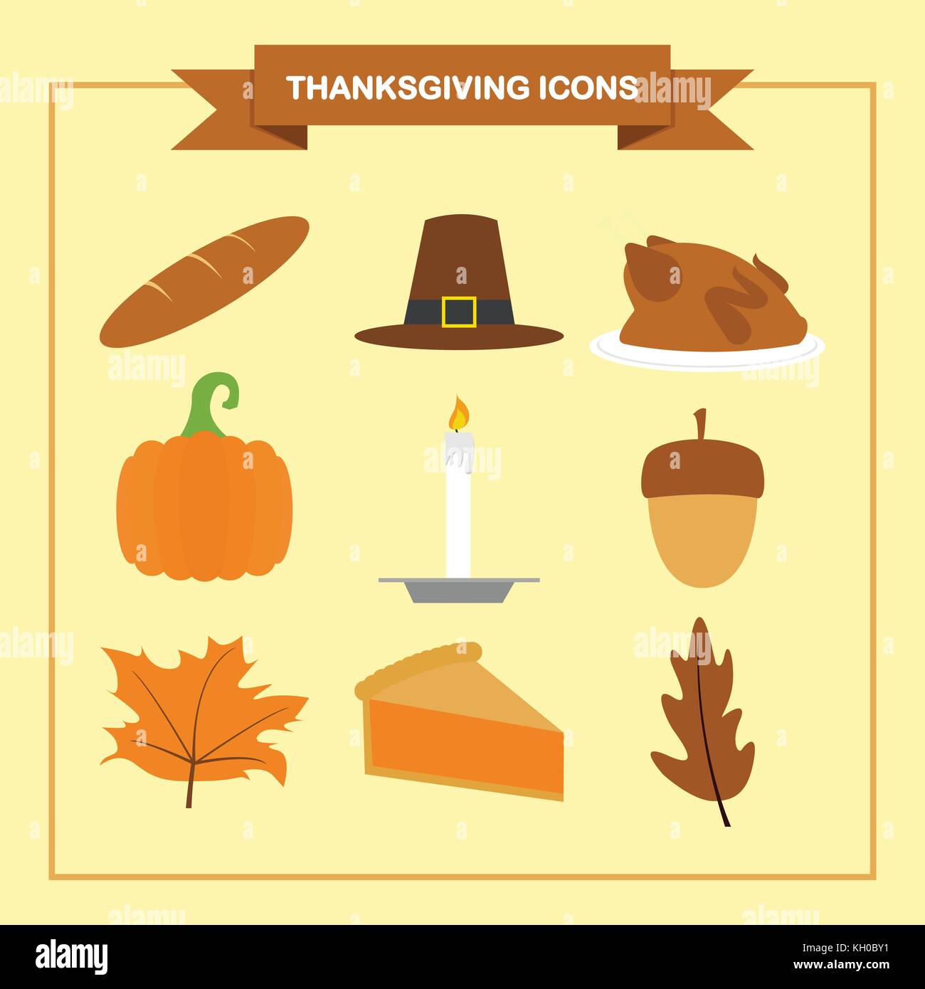 Simple Thanksgiving Vector Graphic Icon Set Stock Vector Image & Art ...