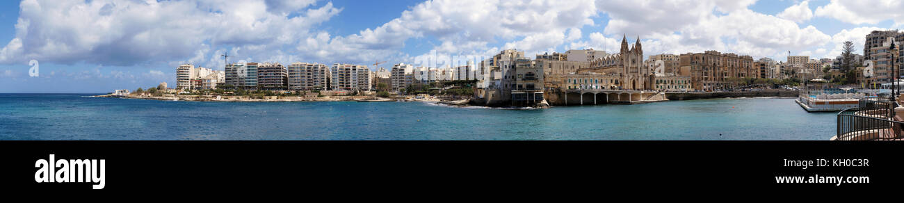 Panorama of Balluta Bay between Sliema and St. Julian's Stock Photo - Alamy