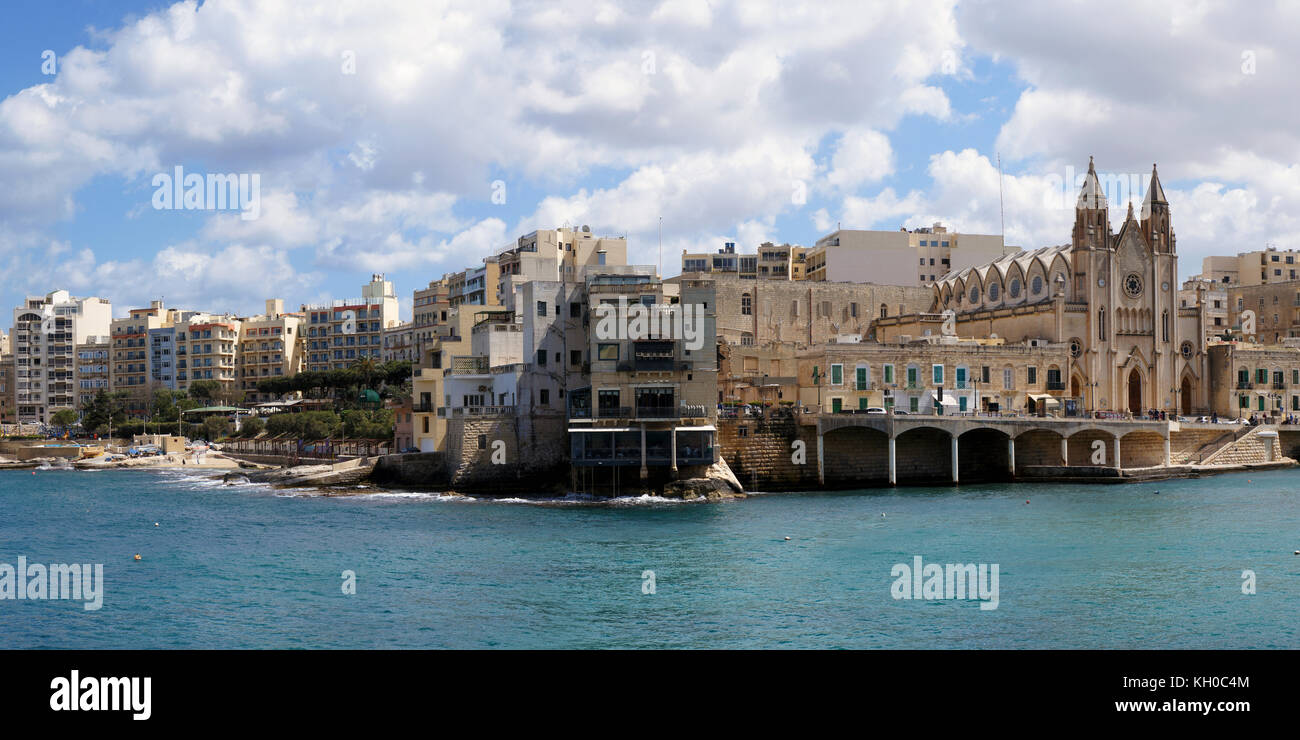 Panorama of Balluta Bay between Sliema and St. Julian's Stock Photo - Alamy