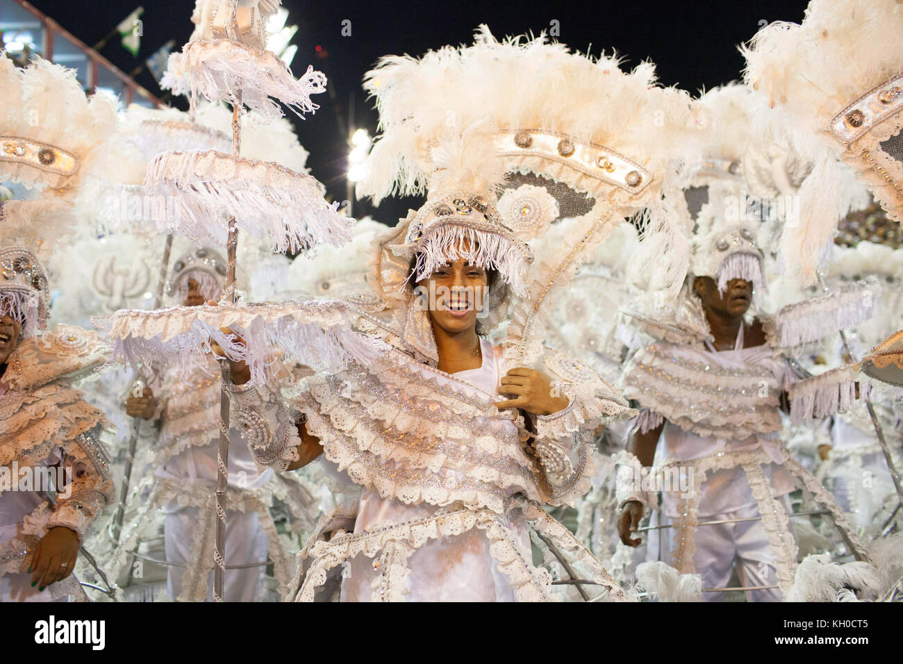 Samba dancers and musicians from the samba school Império de Tijuca are ...