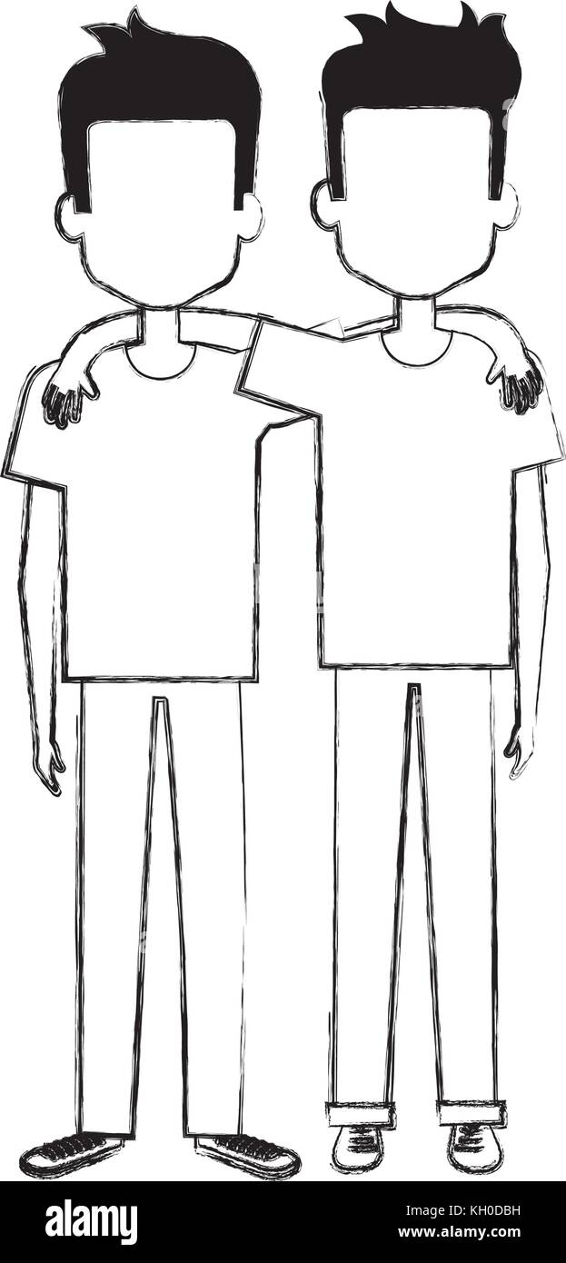 couple of male friends avatars vector illustration design Stock Vector ...