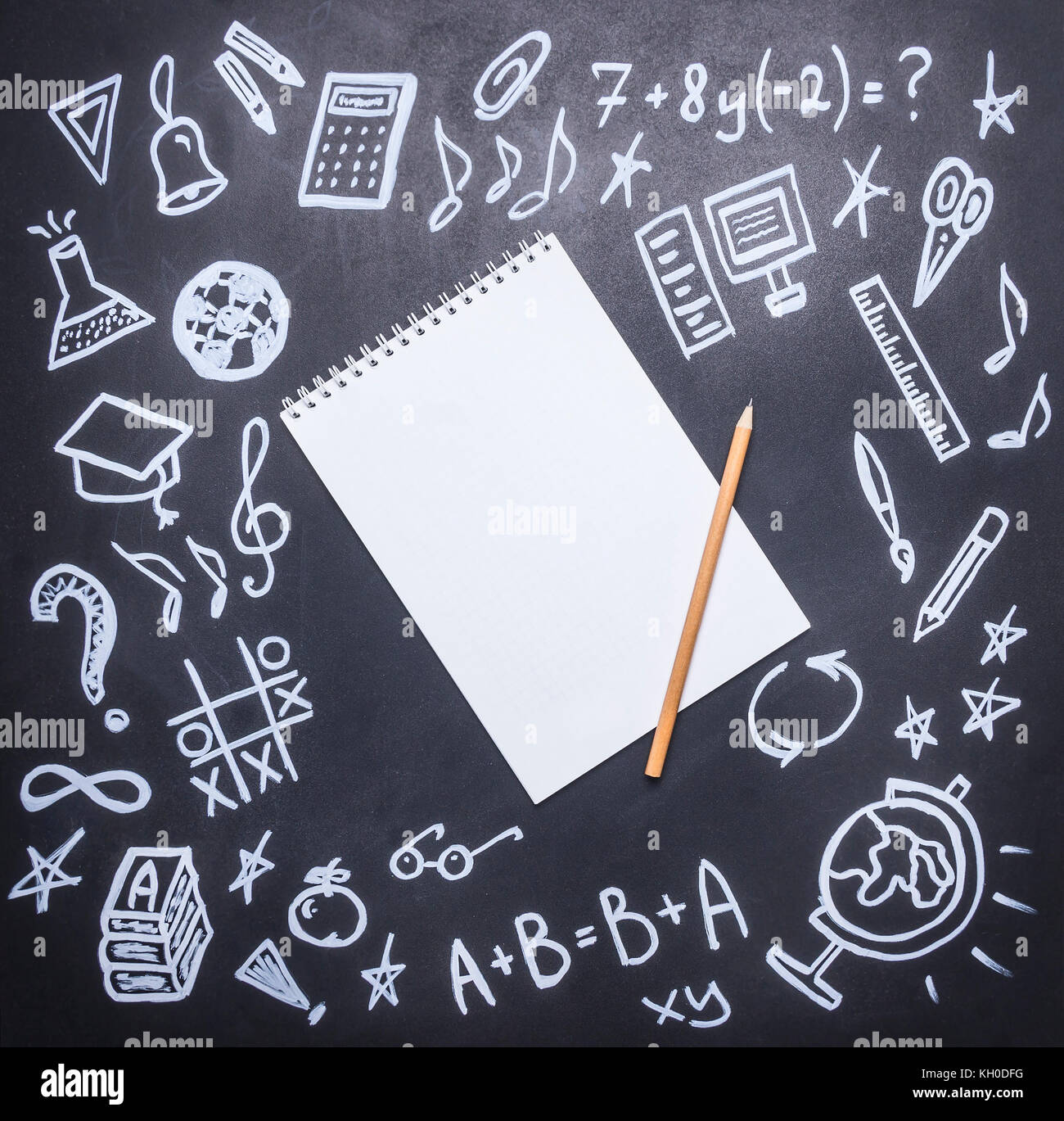 drawings on the chalkboard on the new academic year, fall, school ...