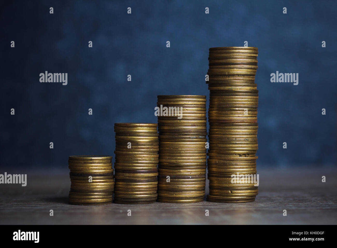Coin stacks on a dark background, Money, Financial, Business Growth ...
