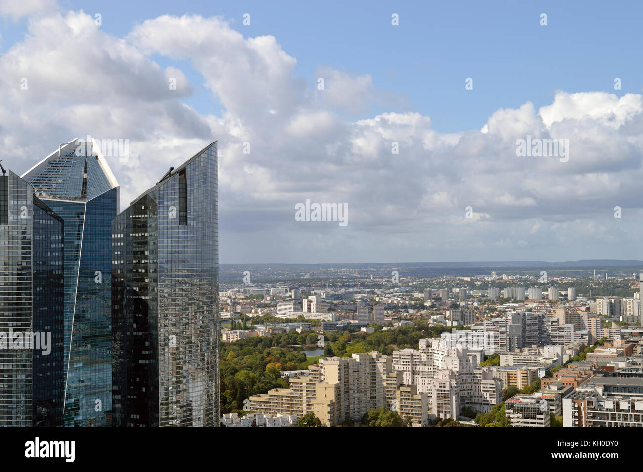 View of modern residential districts of Paris from La Grande Arche, La ...