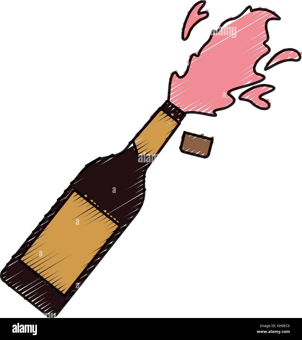 champagne bottle cork explosion drink celebration Stock Vector Image ...