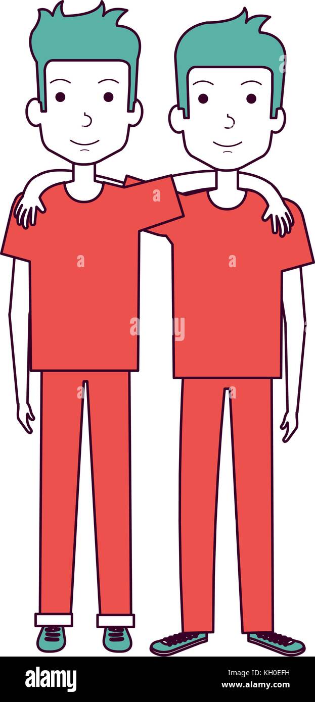 couple of male friends avatars vector illustration design Stock Vector ...
