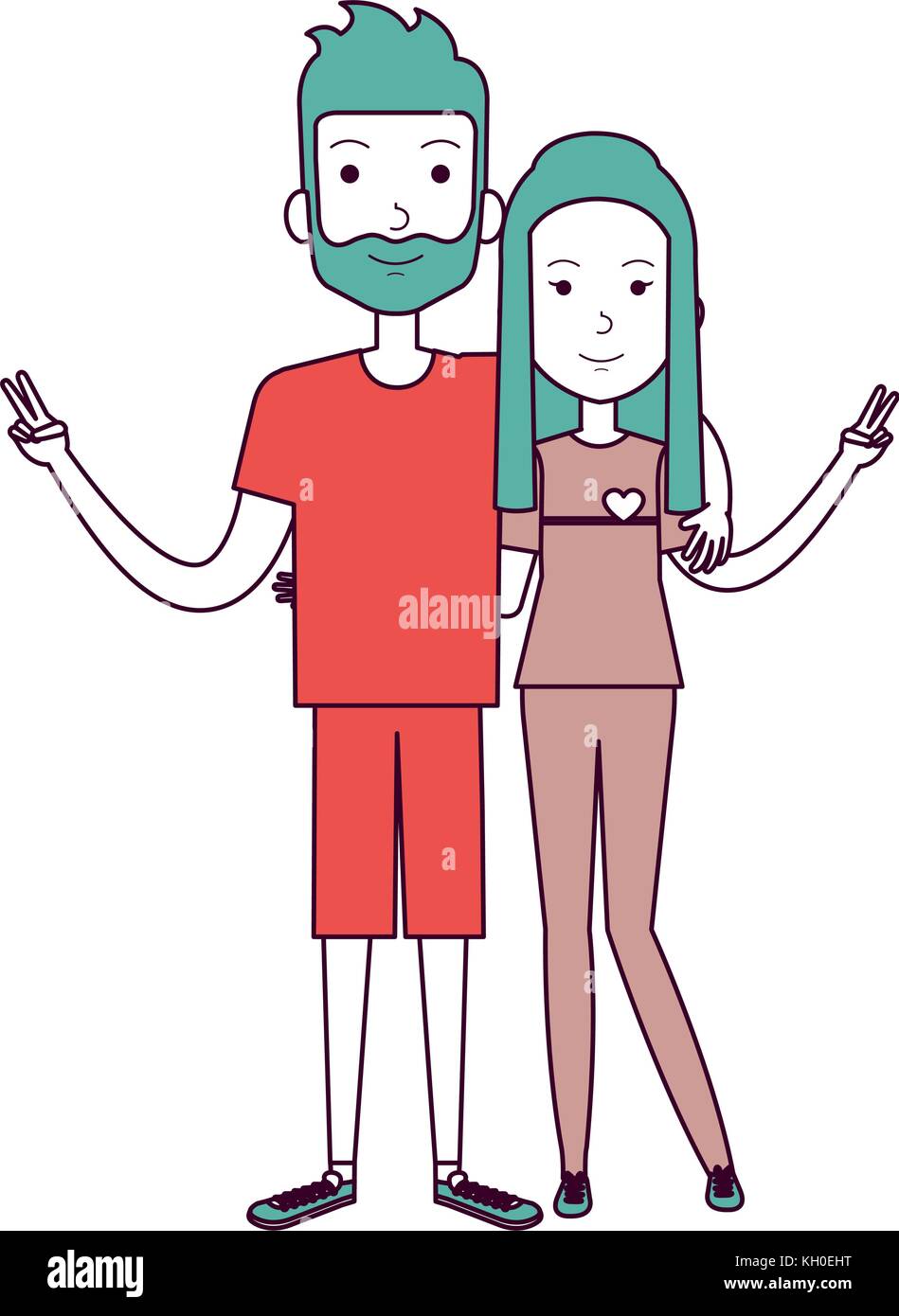 lovers couple avatars characters vector illustration design Stock ...