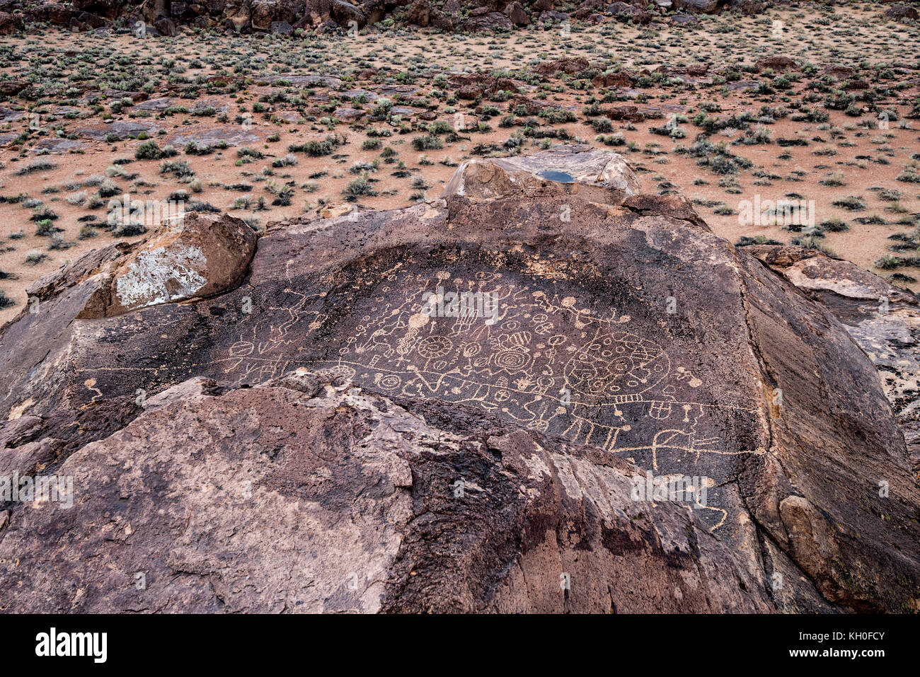 Sky Rock, a skyward facing series of petroglyphs left by the Paiute ...