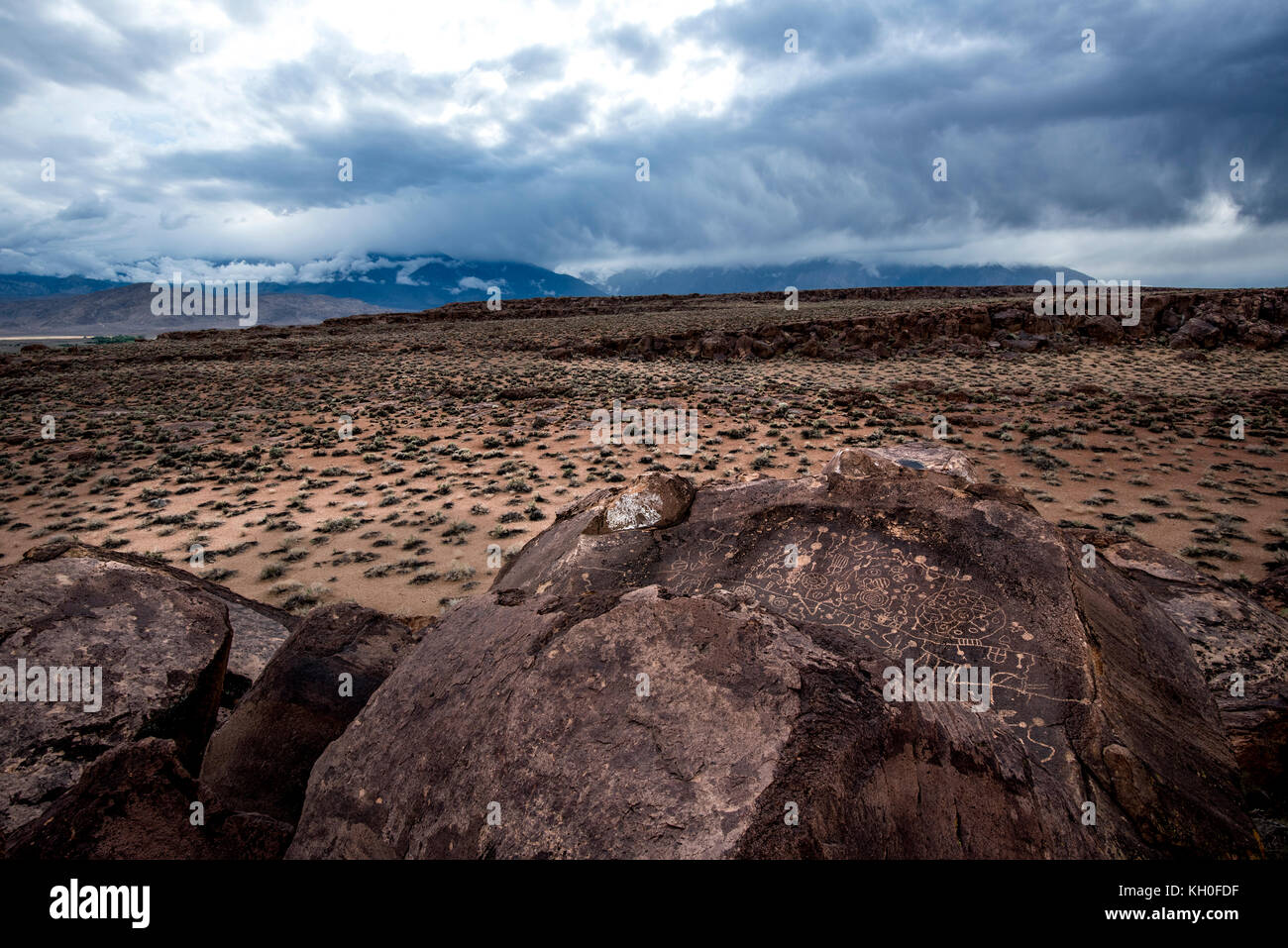 Sky Rock, a skyward facing series of petroglyphs left by the Paiute ...