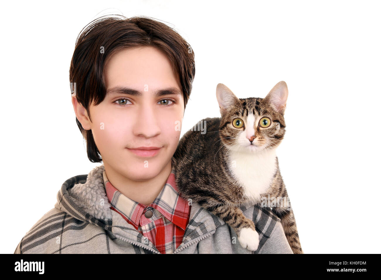 Boy teenager cat hi-res stock photography and images - Alamy