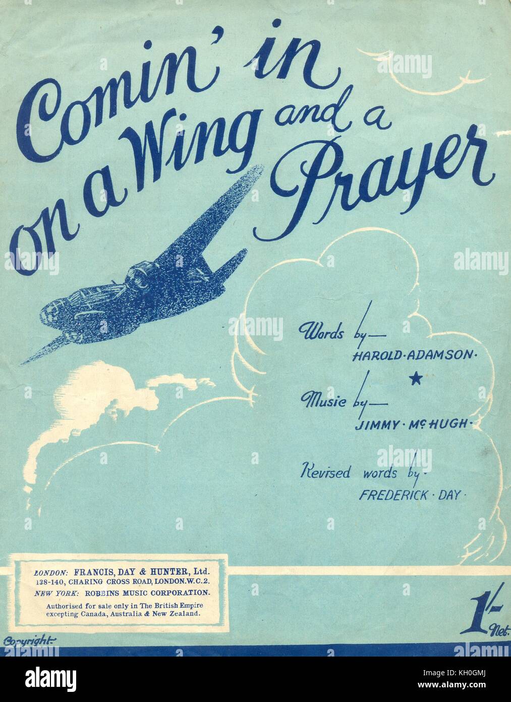 Sheet music WW2 Comin' in on a Wing and a Prayer Stock Photo - Alamy