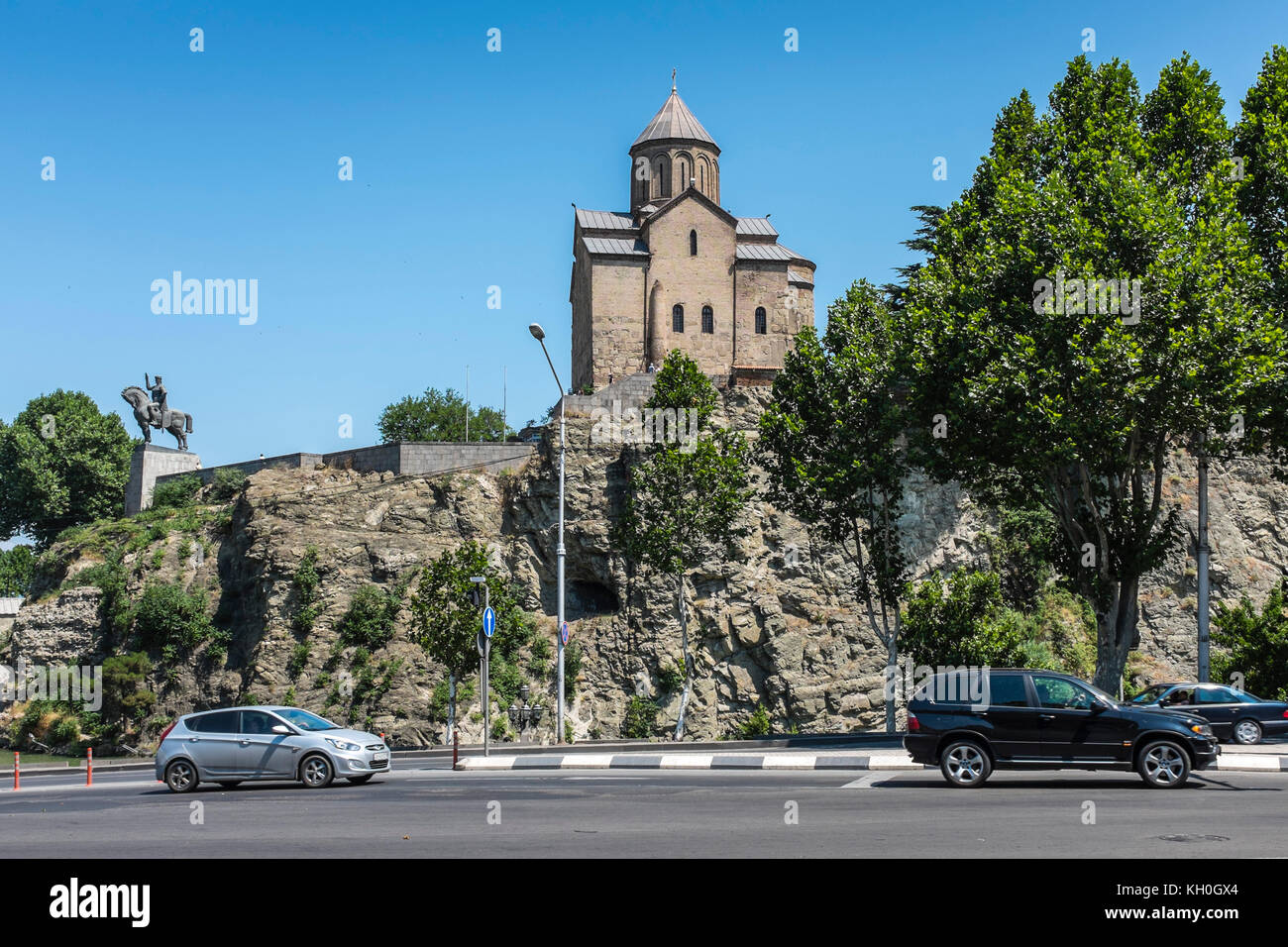 Tbilisi, Georgia, Eastern Europe - Metekhi Church and statue of King ...
