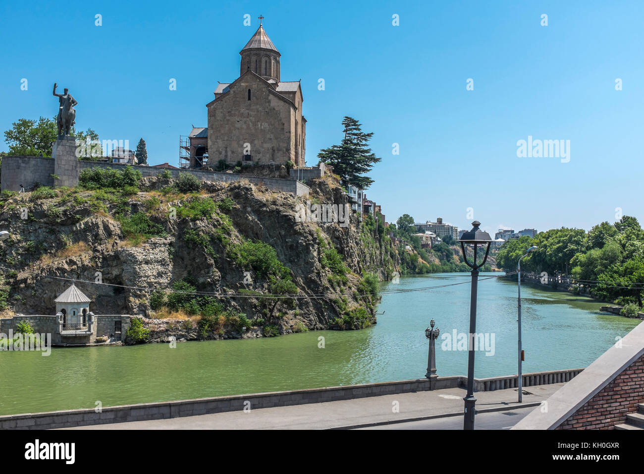 Tbilisi, Georgia, Eastern Europe - Metekhi Church and statue of King ...