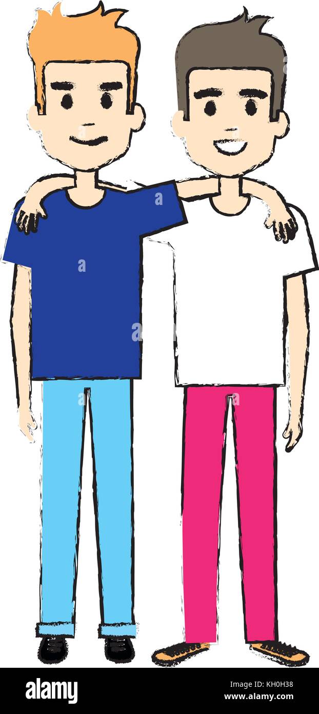 couple of male friends avatars vector illustration design Stock Vector ...